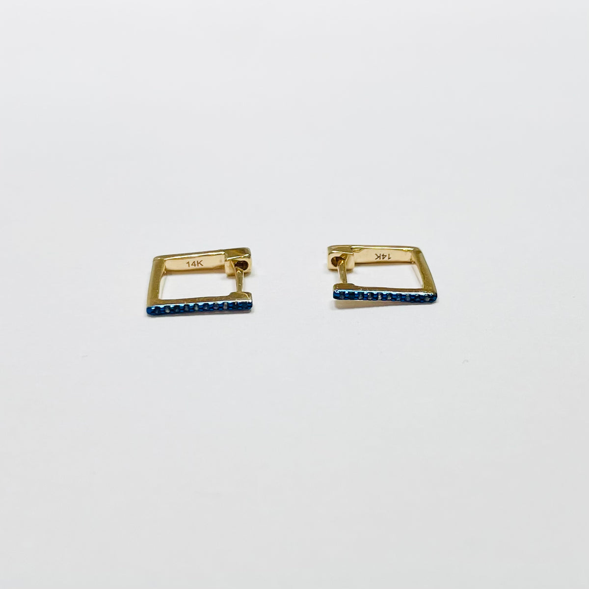 sapphire rectangular pave huggies – Theodosia Jewelry