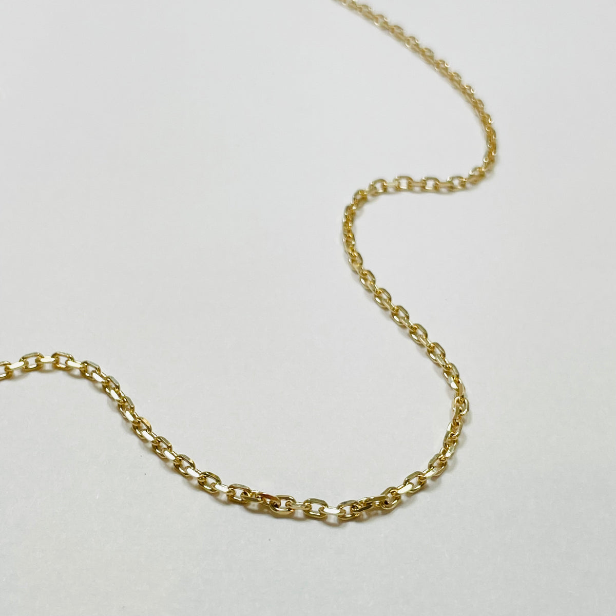 14k gold block link chain, small – Theodosia Jewelry